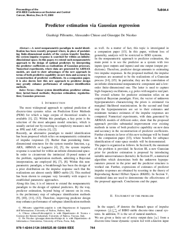(PDF) Predictor estimation via Gaussian regression