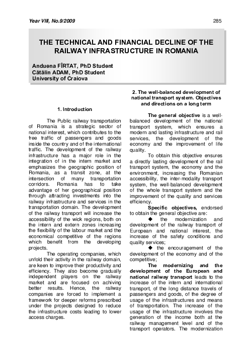 (PDF) The technical and financial decline of the railway infrastructure ...