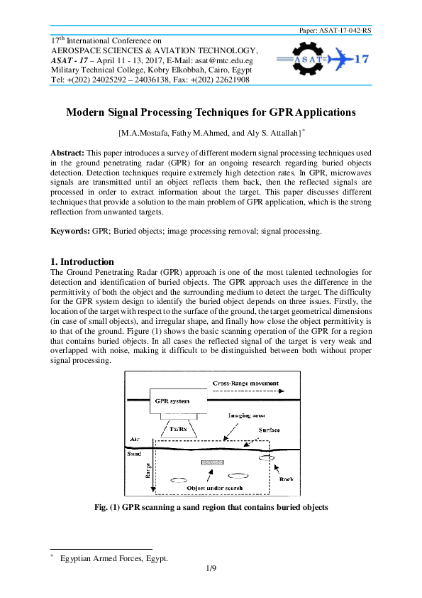 (PDF) Modern Signal Processing Techniques for GPR Applications
