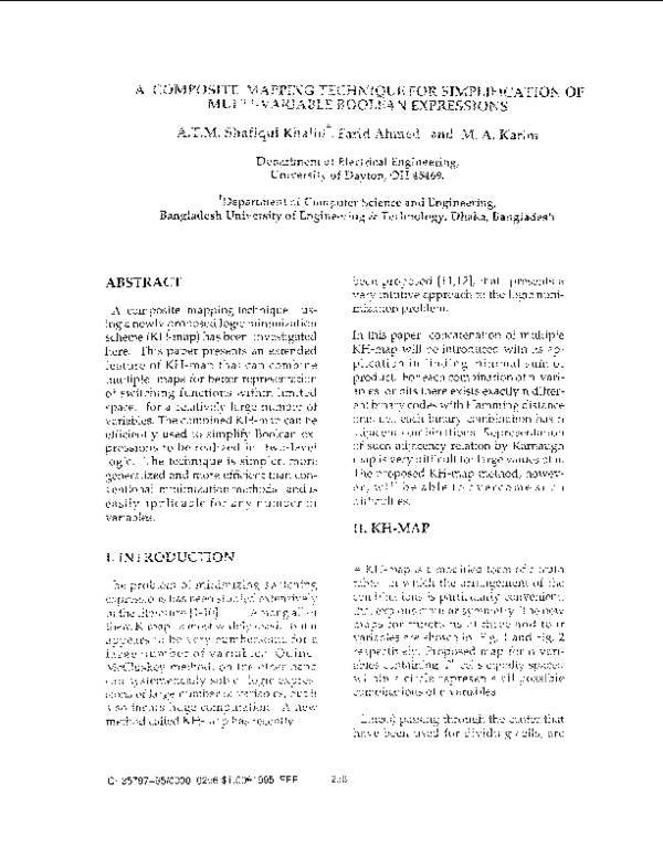 Pdf A Composite Mapping Technique For Simplification Of Multi Variable Boolean Expressions