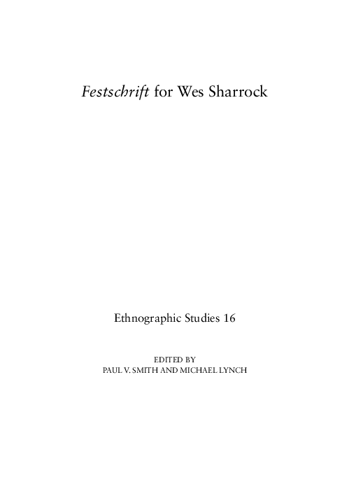 (PDF) Festschrift for Wes Sharrock