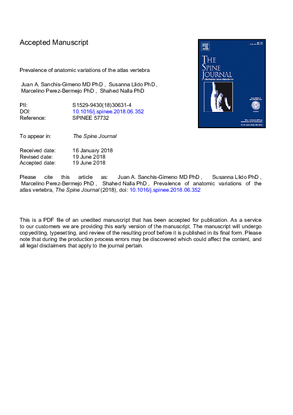 (PDF) Prevalence of anatomic variations of the atlas vertebra