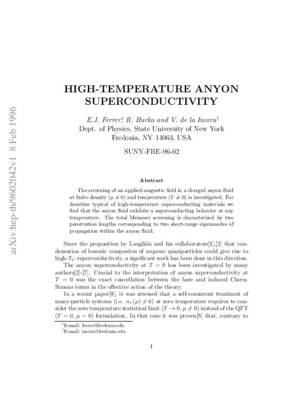 (PDF) High-Temperature Anyon Superconductivity