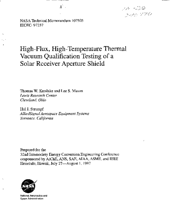 (PDF) High-flux, high-temperature thermal vacuum qualification testing ...