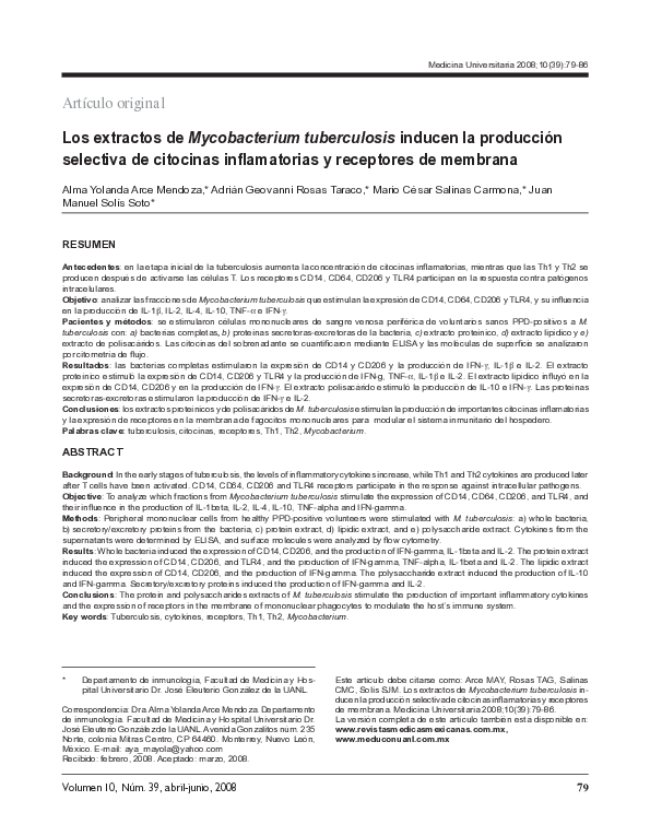 (PDF) Los extractos de Mycobacterium tuberculosis inducen la producción ...