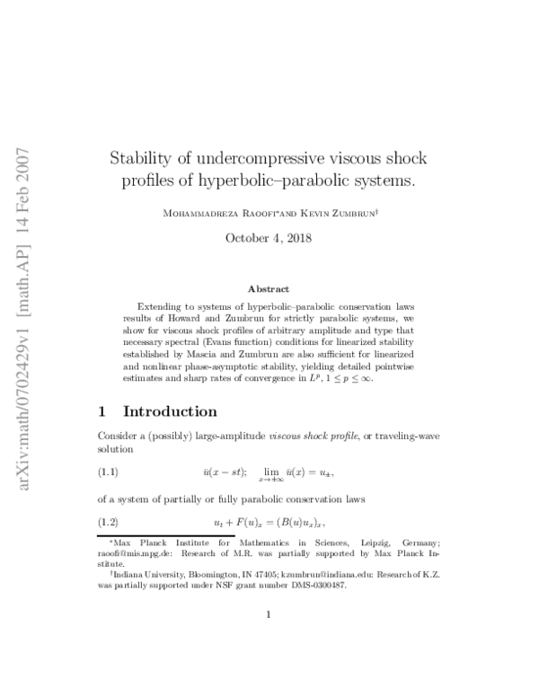 (PDF) Stability of undercompressive viscous shock profiles of ...