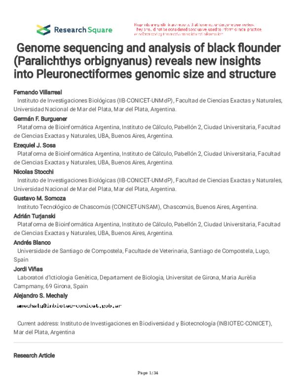(PDF) Genome sequencing and analysis of black flounder (Paralichthys orbignyanus) reveals new ...