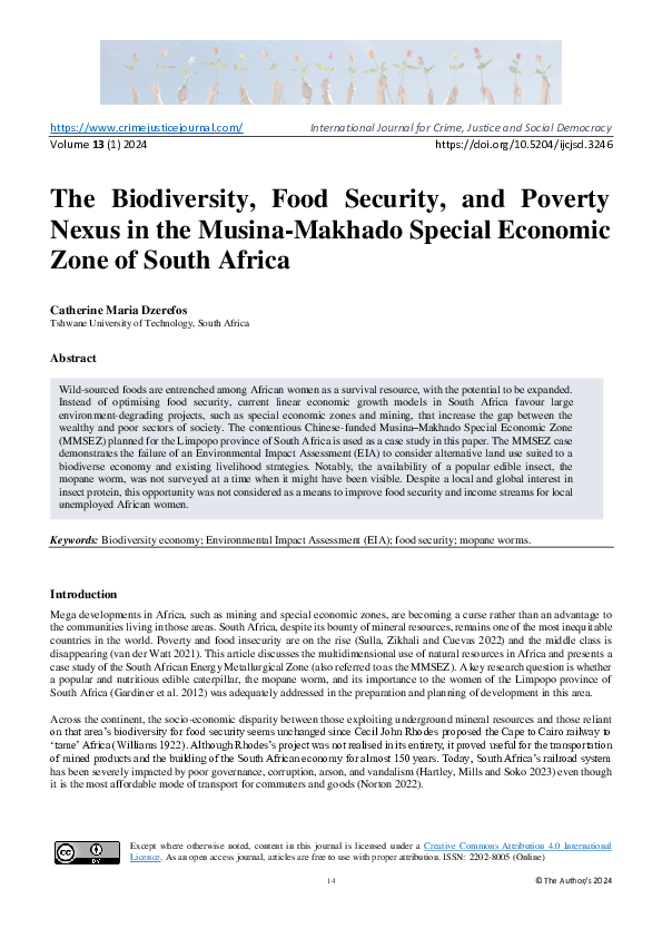 (PDF) The Biodiversity, Food Security, and Poverty Nexus in the Musina ...