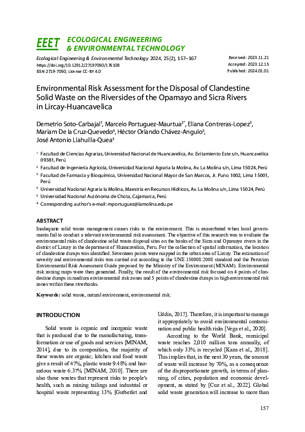 (PDF) Environmental Risk Assessment for the Disposal of Clandestine ...