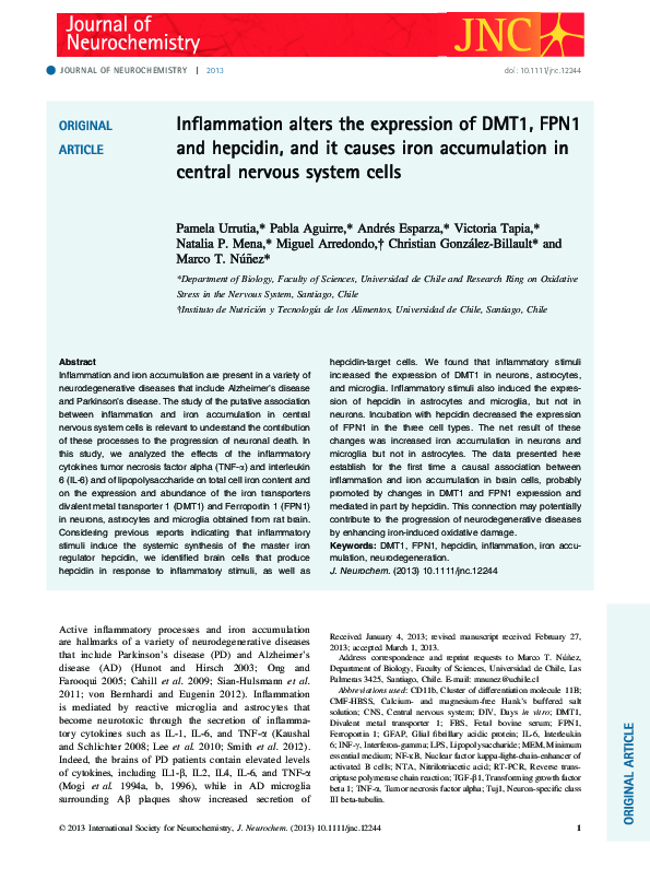 (PDF) Inflammation alters the expression of DMT1, FPN1 and hepcidin ...