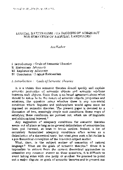 (PDF) On degrees of adequacy for formal semantics of natural languages