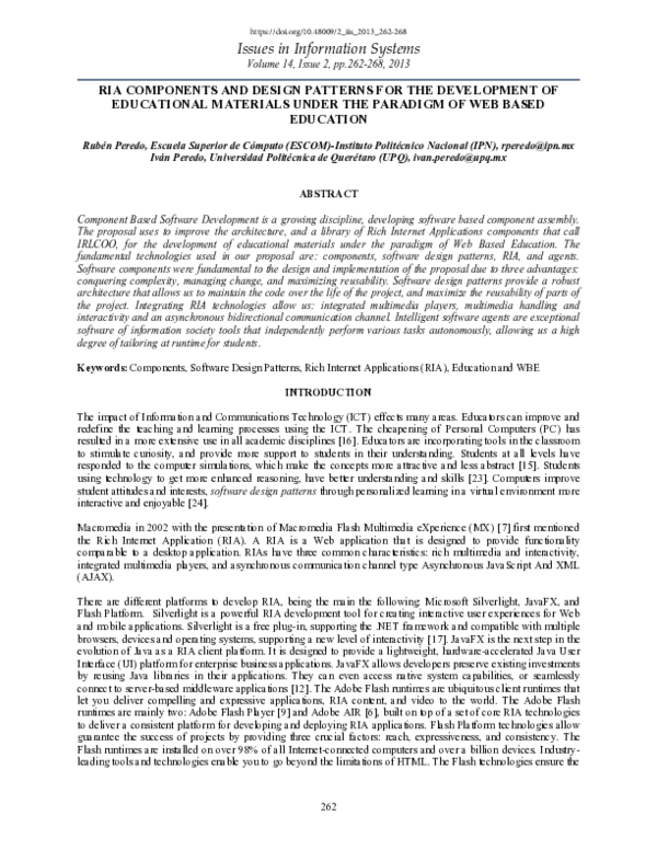 (PDF) Ria Components and Design Patterns for the Development of Educational Materials Under the ...