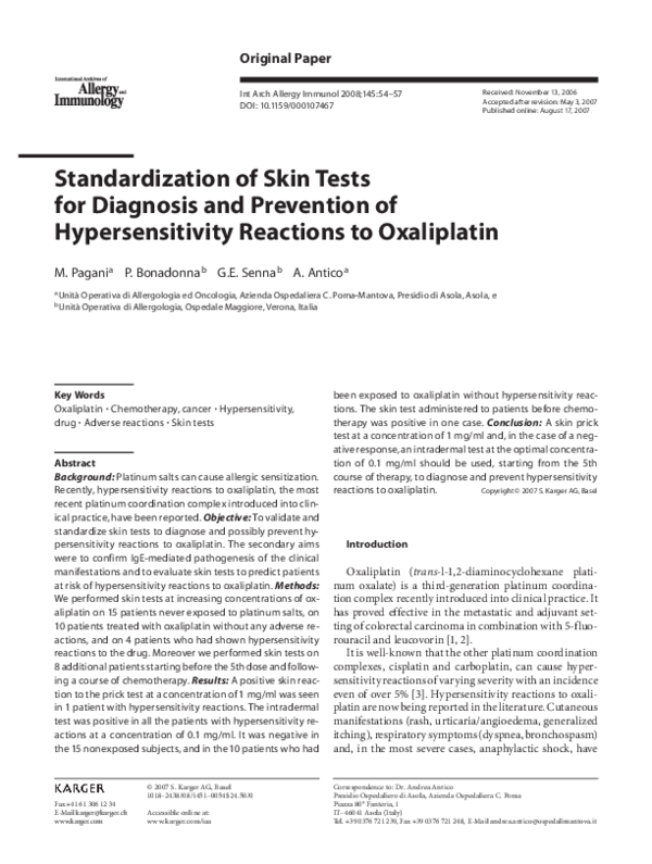 (PDF) Standardization of Skin Tests for Diagnosis and Prevention of ...