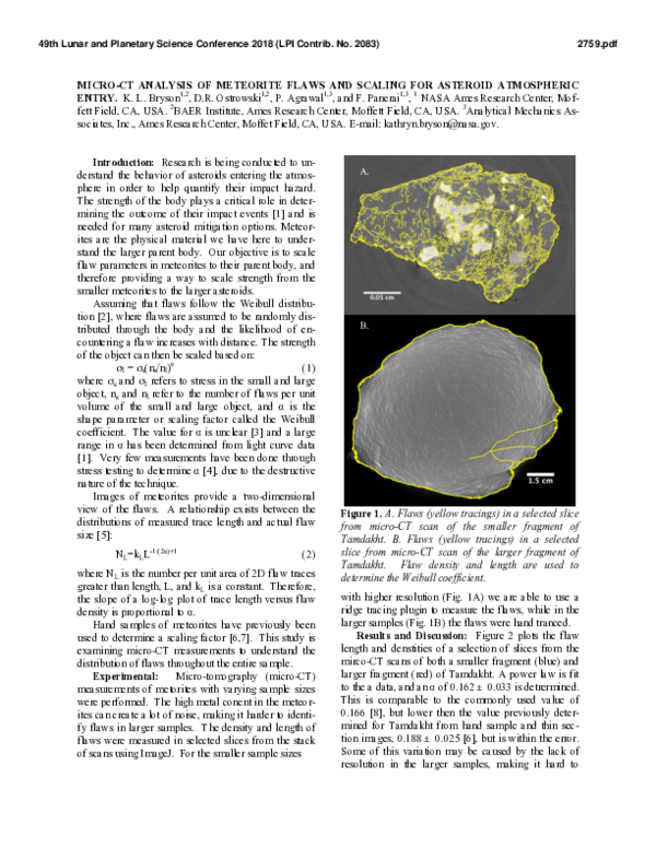 (PDF) Micro-CT Analysis of Meteorite Flaws and Scaling for Asteroid ...