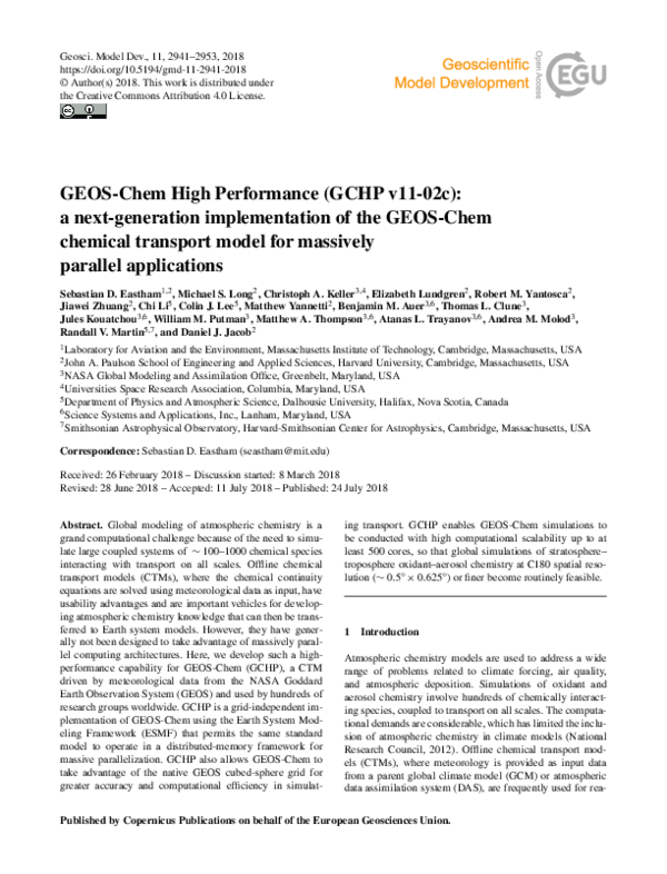 (PDF) GEOS-Chem High Performance (GCHP v11-02c): a next-generation ...
