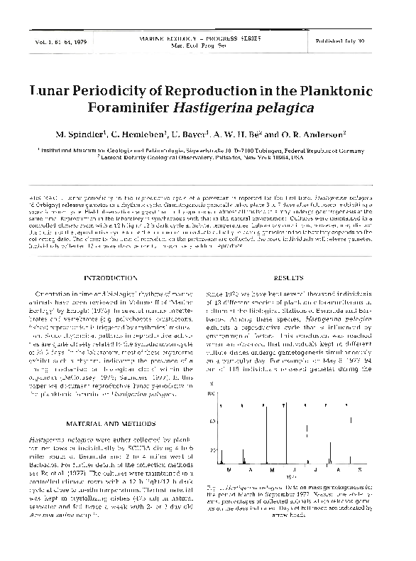 (PDF) Lunar Periodicity of Reproduction in the Planktonic Foraminifer ...