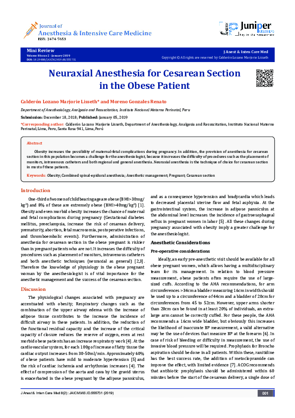 (PDF) Complications of neuraxial anesthesia in an extreme morbidly ...