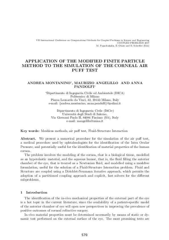 Pdf Application Of The Modified Finite Particle Method To The Simulation Of The Corneal Air