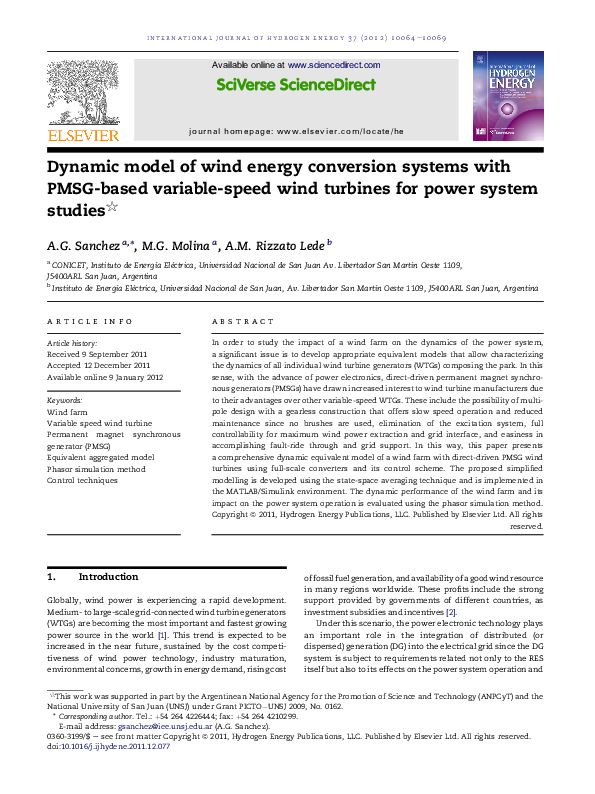(PDF) Dynamic model of wind energy conversion systems with PMSG-based variable-speed wind ...