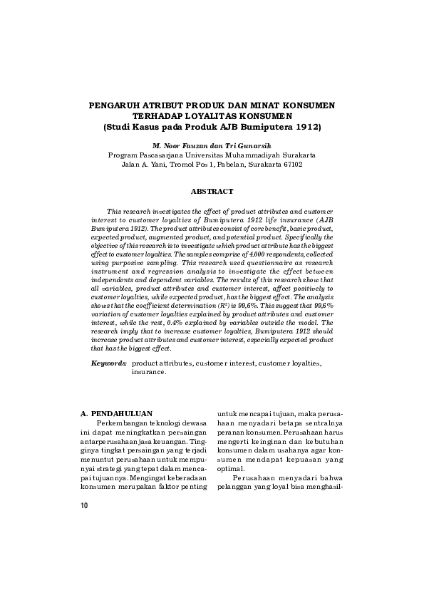 (PDF) PENGARUH ATRIBUT PRODUK DAN MINAT KONSUMEN TERHADAP LOYALITAS KONSUMEN (Studi Kasus pada ...
