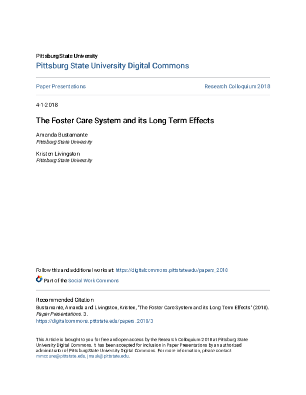(PDF) The Foster Care System and its Long Term Effects | Kristen ...