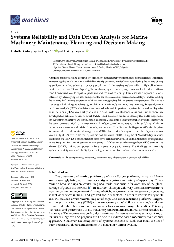 (PDF) Systems Reliability and Data Driven Analysis for Marine Machinery Maintenance Planning and ...