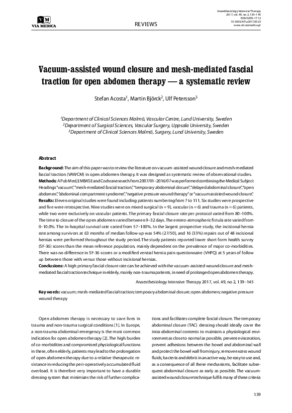 (PDF) Vacuum-assisted wound closure and mesh-mediated fascial traction ...