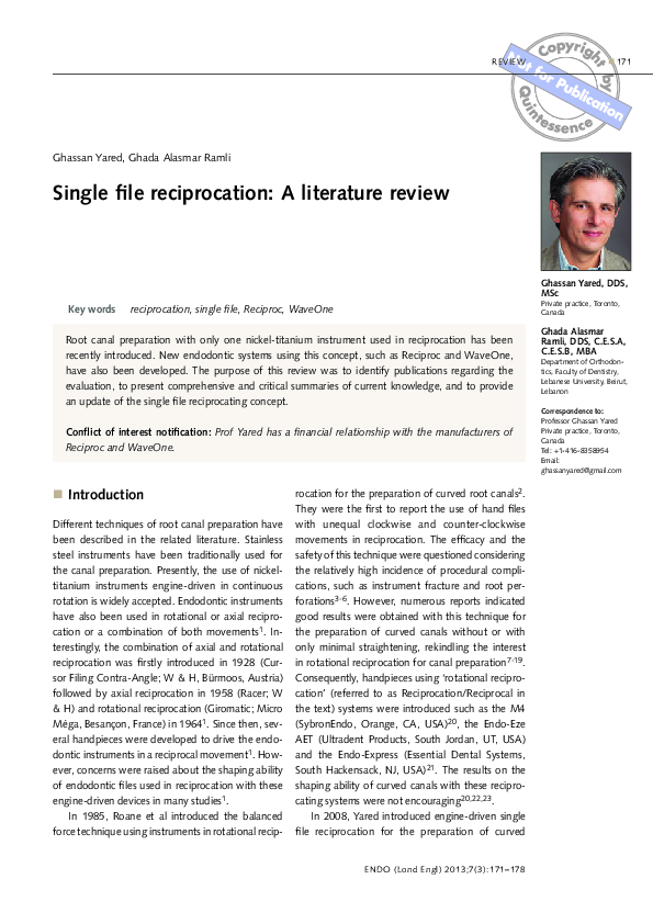 (PDF) Single file reciprocation: A literature review