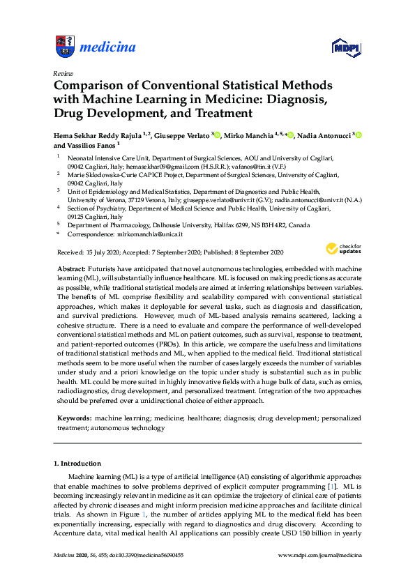 (PDF) Comparison of Conventional Statistical Methods with Machine Learning in Medicine ...
