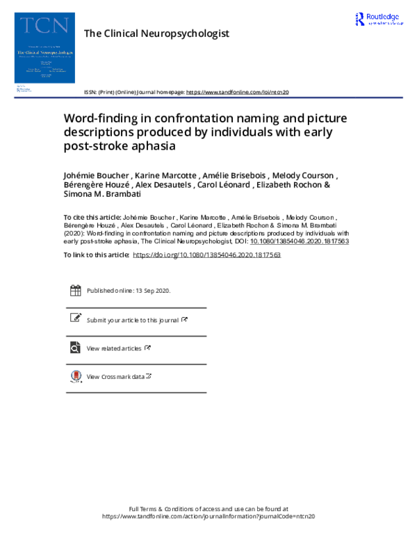 (PDF) Word-finding in confrontation naming and picture descriptions ...
