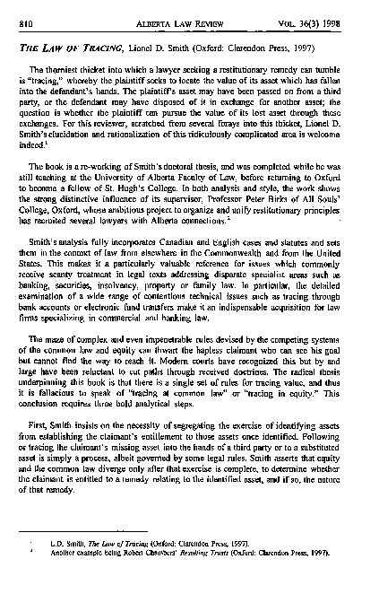 (PDF) The Law of Tracing by Lionel D. Smith