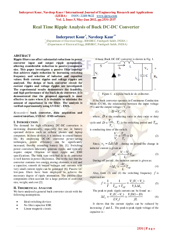 (PDF) Real Time Ripple Analysis of Buck DC-DC Converter