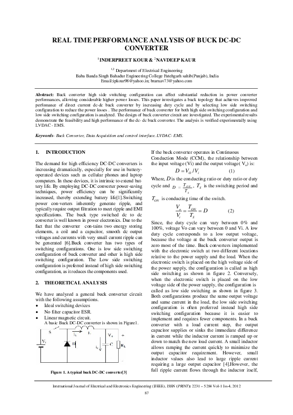 (PDF) Real Time Performance Analysis of Buck DC-DC Converter