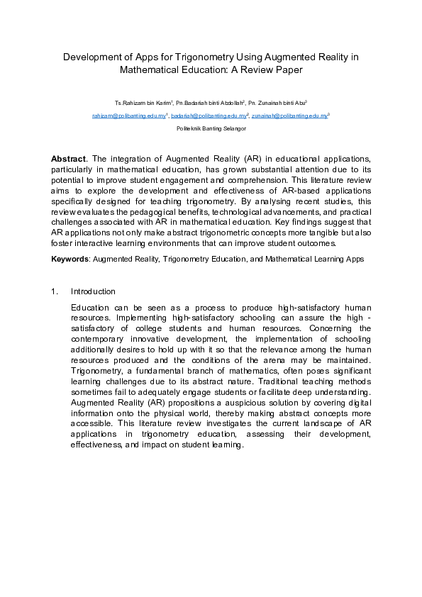 (PDF) Development of Apps for Trigonometry Using Augmented Reality in Mathematical Education: A ...