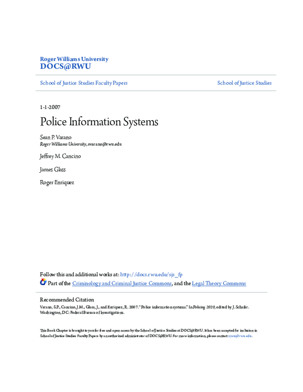 (PDF) Police Information Systems