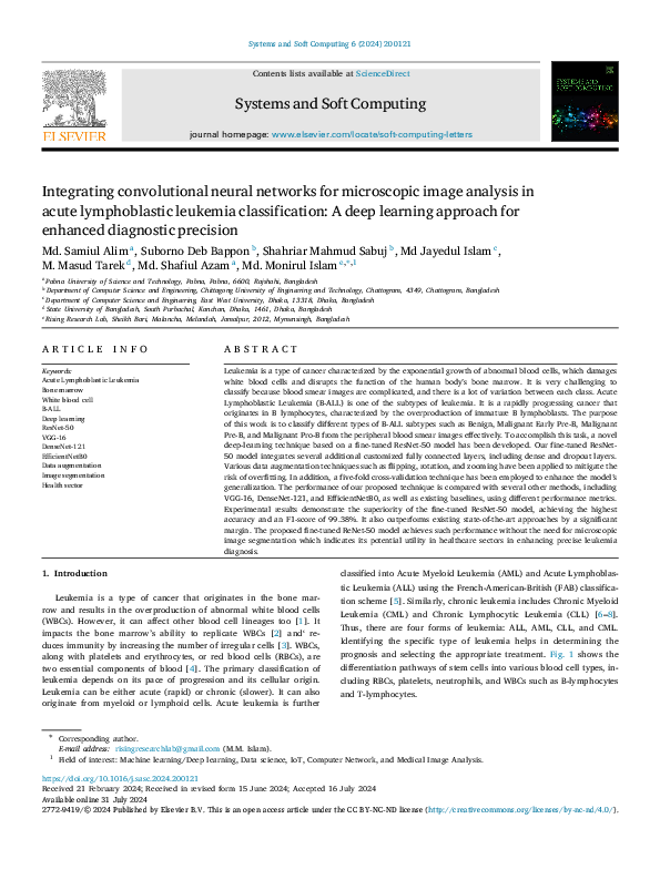 (PDF) Integrating convolutional neural networks for microscopic image analysis in acute ...