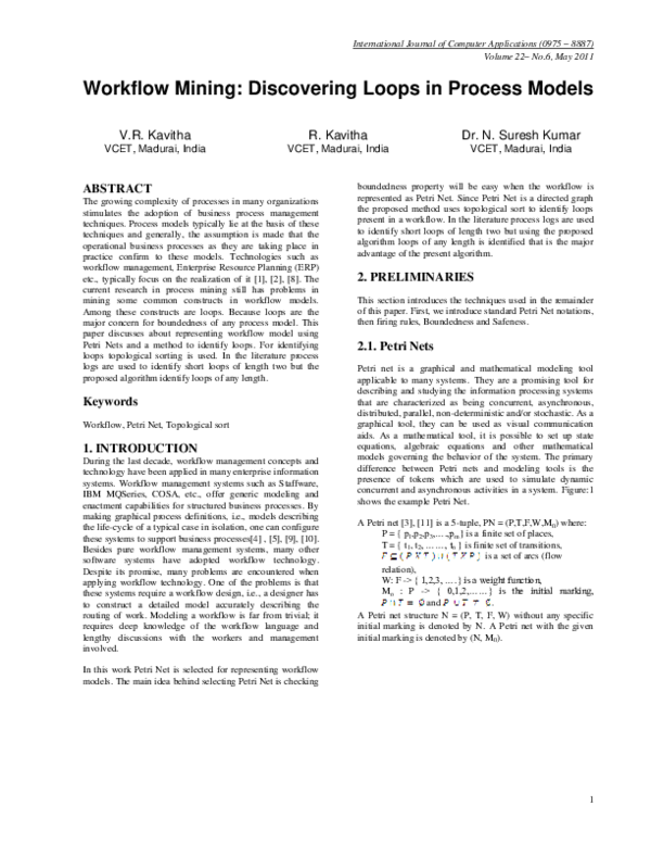 (PDF) Workflow Mining: Discovering Loops in Process Models