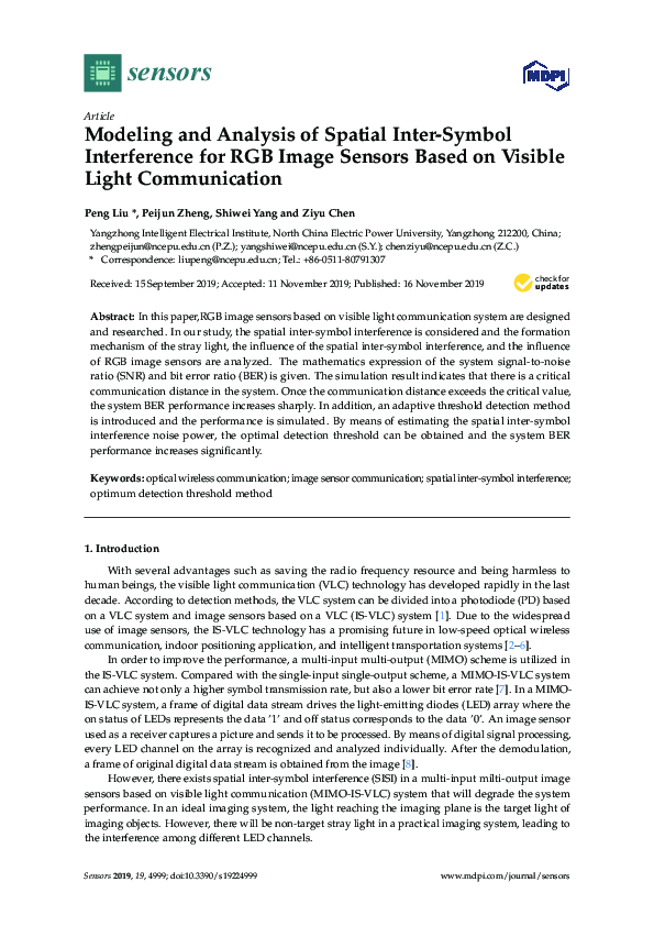 Pdf Modeling And Analysis Of Spatial Inter Symbol Interference For Rgb Image Sensors Based On