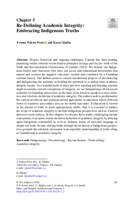 (PDF) Re-defining Academic Integrity through an Indigenous Lens (PDF) Re-defining Academic Integrity through an Indigenous Lens