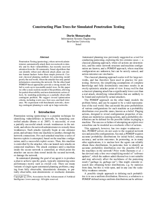 (PDF) Constructing Plan Trees for Simulated Penetration Testing
