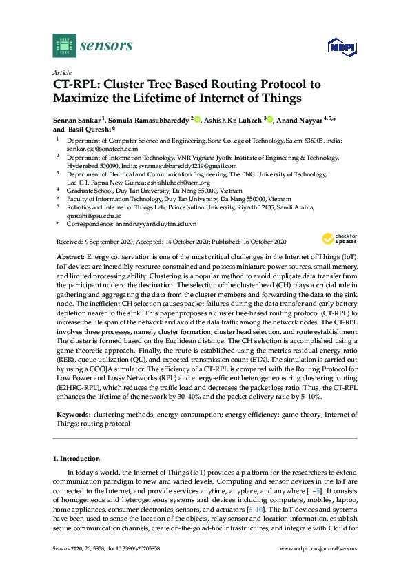 Pdf Ct Rpl Cluster Tree Based Routing Protocol To Maximize The