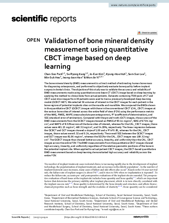 (PDF) Validation of bone mineral density measurement using quantitative ...