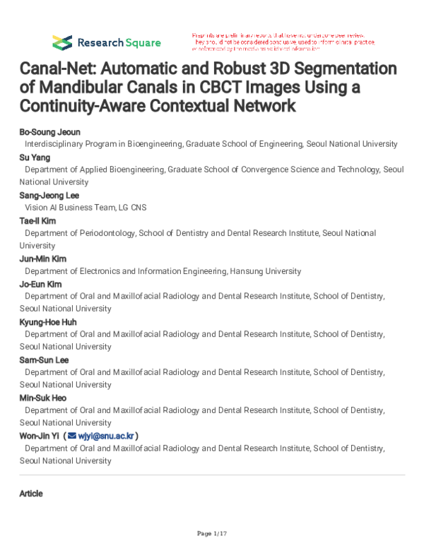 (PDF) Canal-Net: Automatic and Robust 3D Segmentation of Mandibular ...