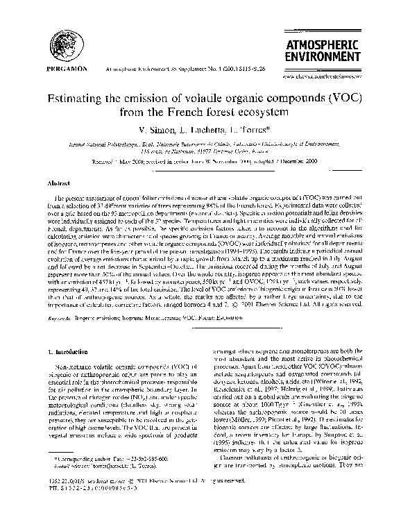 (PDF) Estimating the emission of volatile organic compounds (VOC) from ...