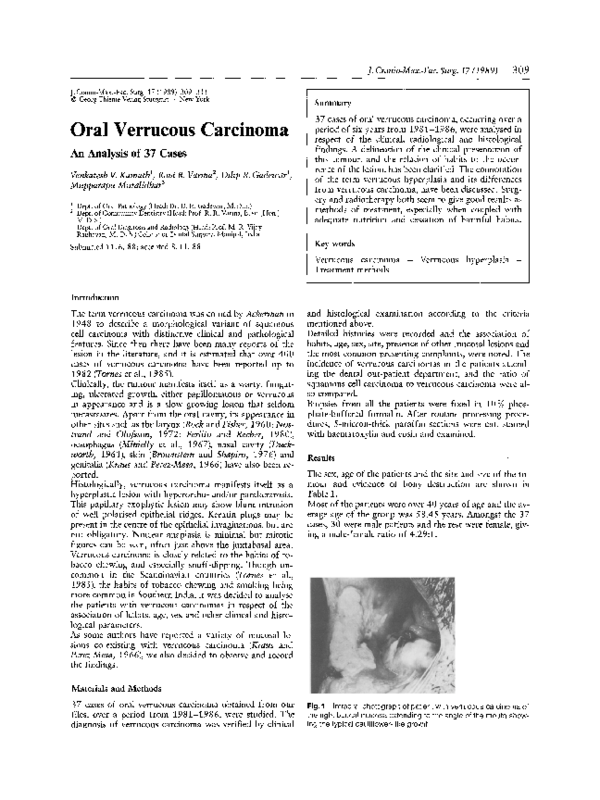(PDF) Oral verrucous carcinoma