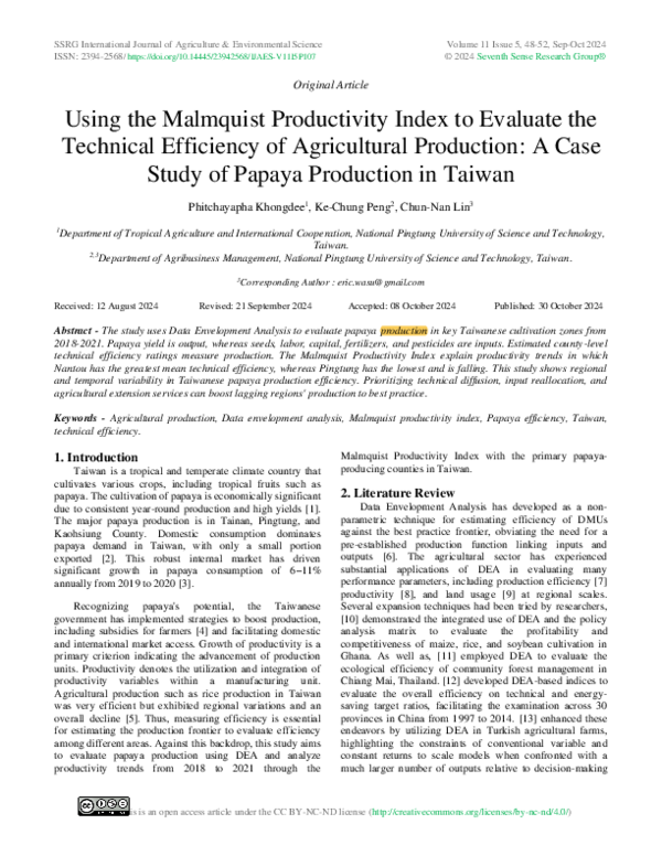 (PDF) Using the Malmquist Productivity Index to Evaluate the Technical ...
