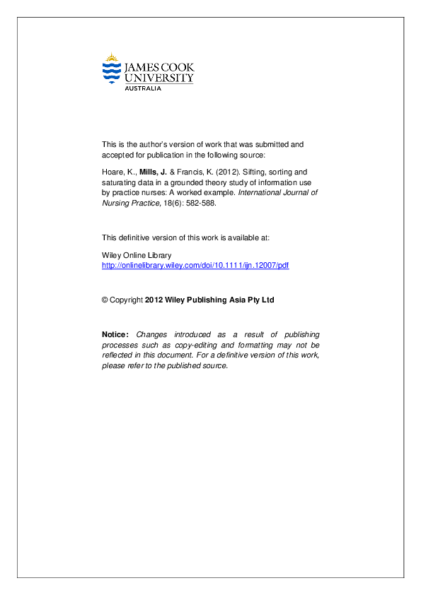 (PDF) Sifting, sorting and saturating data in a grounded theory study ...