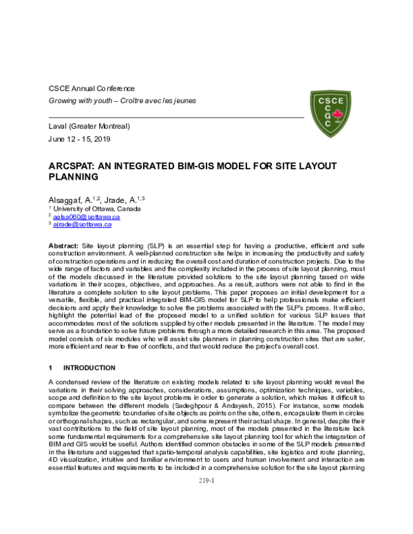 (PDF) ArcSPAT: An Integrated BIM-GIS Model for Site Layout Planning