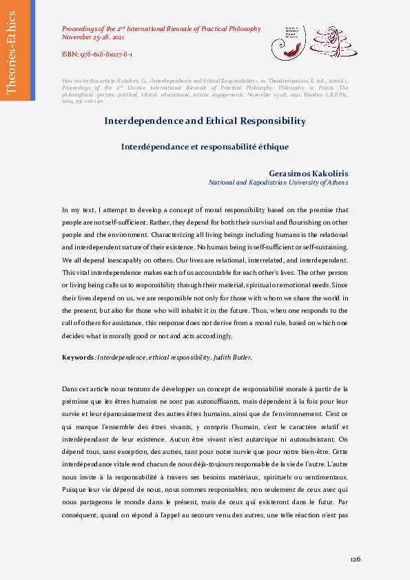(PDF) Interdependence and Ethical Responsibility