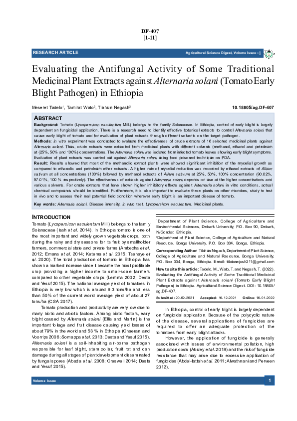 (PDF) Evaluating the Antifungal Activity of Some Traditional Medicinal ...